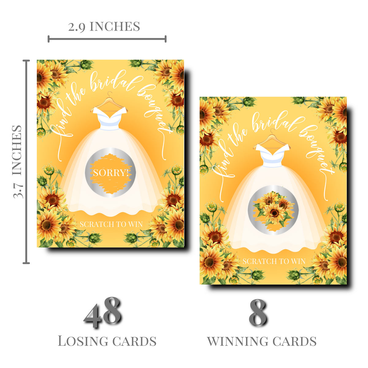 Bridal Shower Games - "Find The Bridal Bouquet" - 56 Cards - Scratch O ...